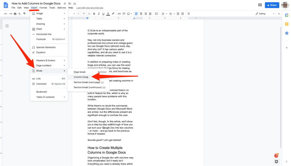 How To Turn Your Google Doc Into Two Columns
