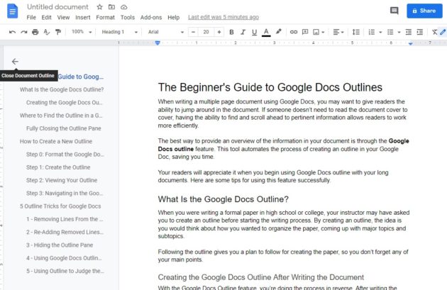 The Beginner's Guide to Google Docs Outlines