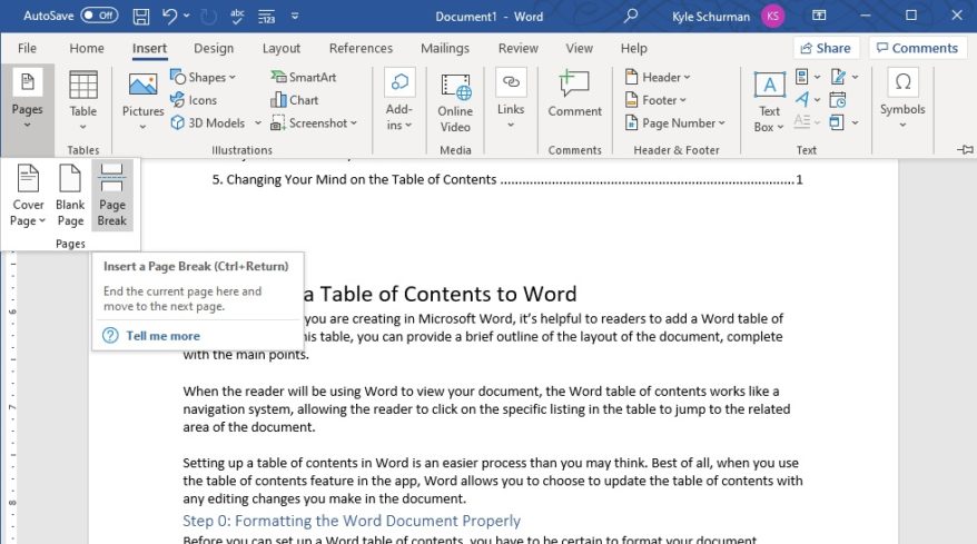 How to Add a Table of Contents to Word